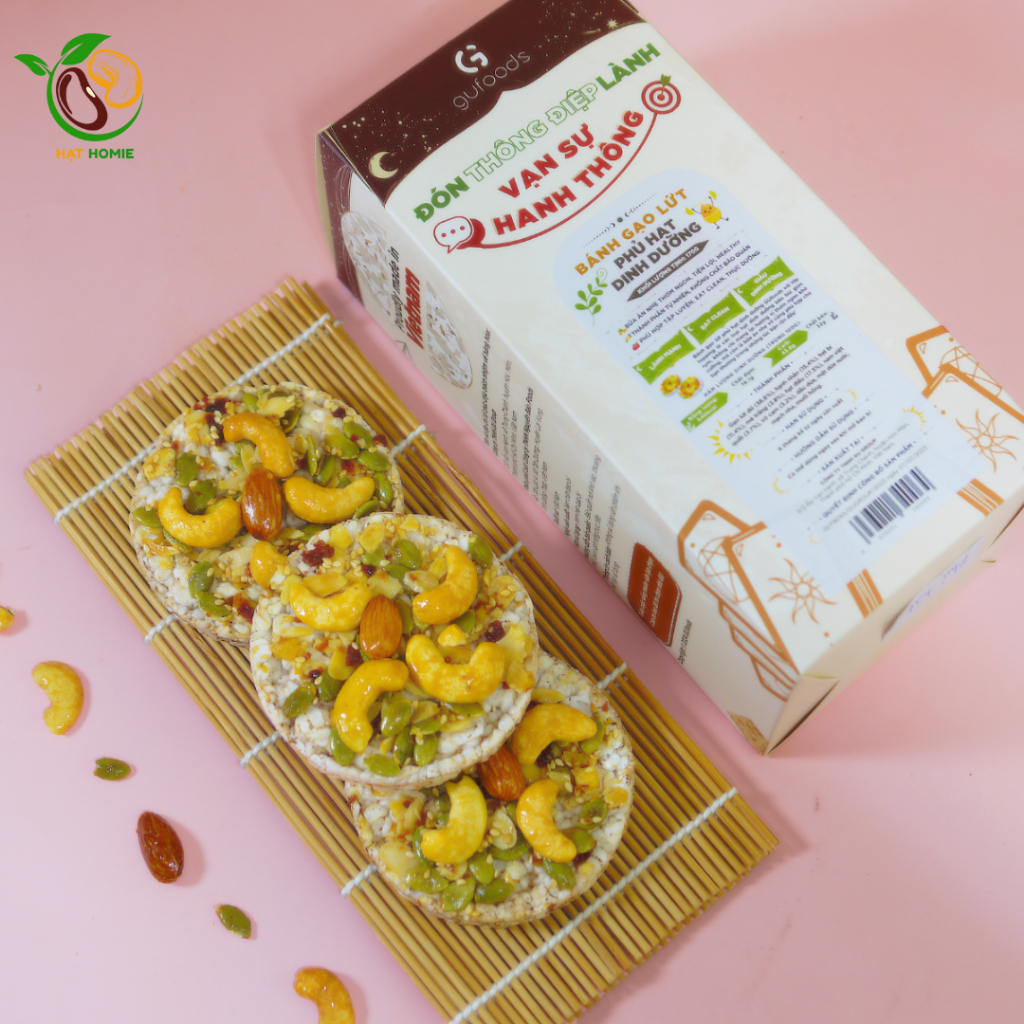 Bánh Gạo Lứt Phủ Granola Siêu Hạt GUfoods Healthy, Thuần Chay, Giảm Cân ...