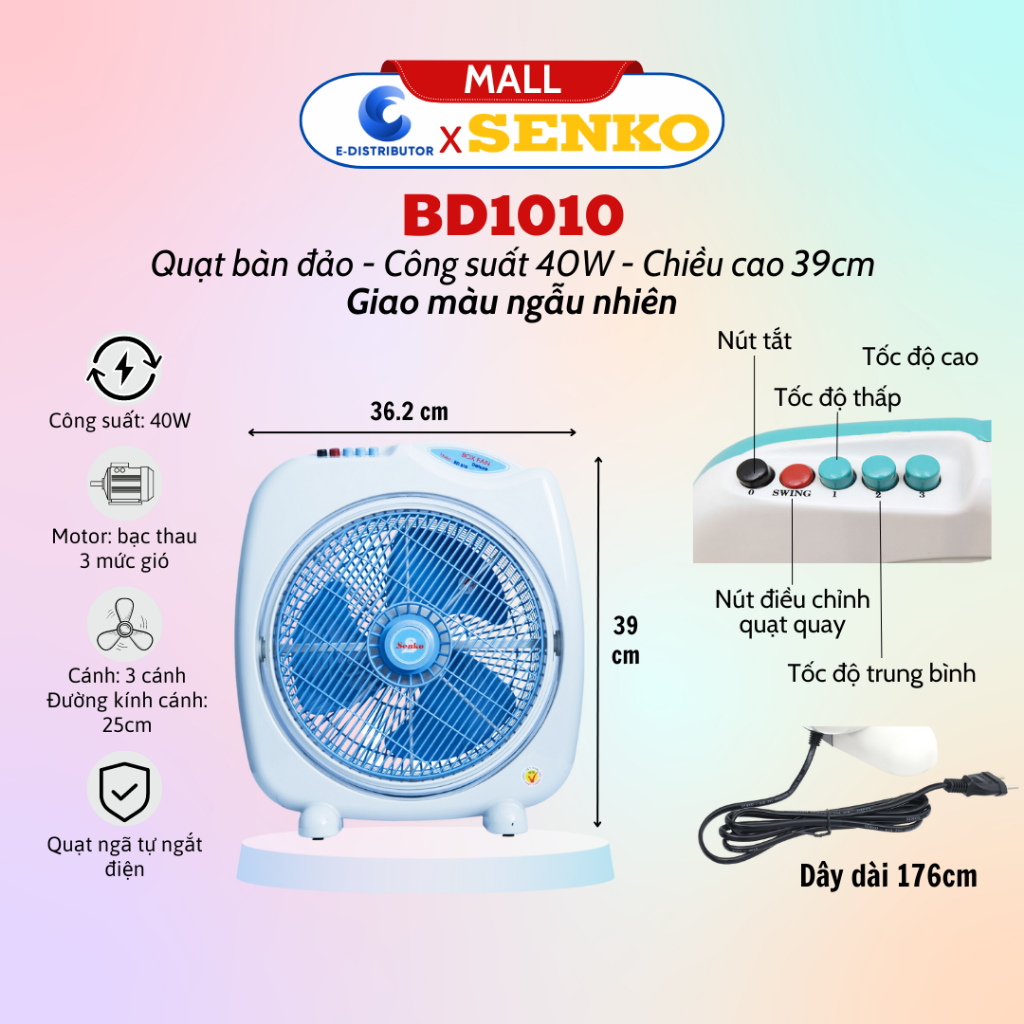 Quạt bàn đảo Senko 2 tấc BD230 - 3 tấc BD1012/BD1010 - 4 tấc BD1410 ...
