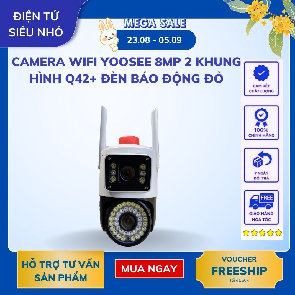 Camera Wifi Yoosee 8MP 2 khung hình Q42+ Đèn báo động đỏ | 4K | Ngoài ...