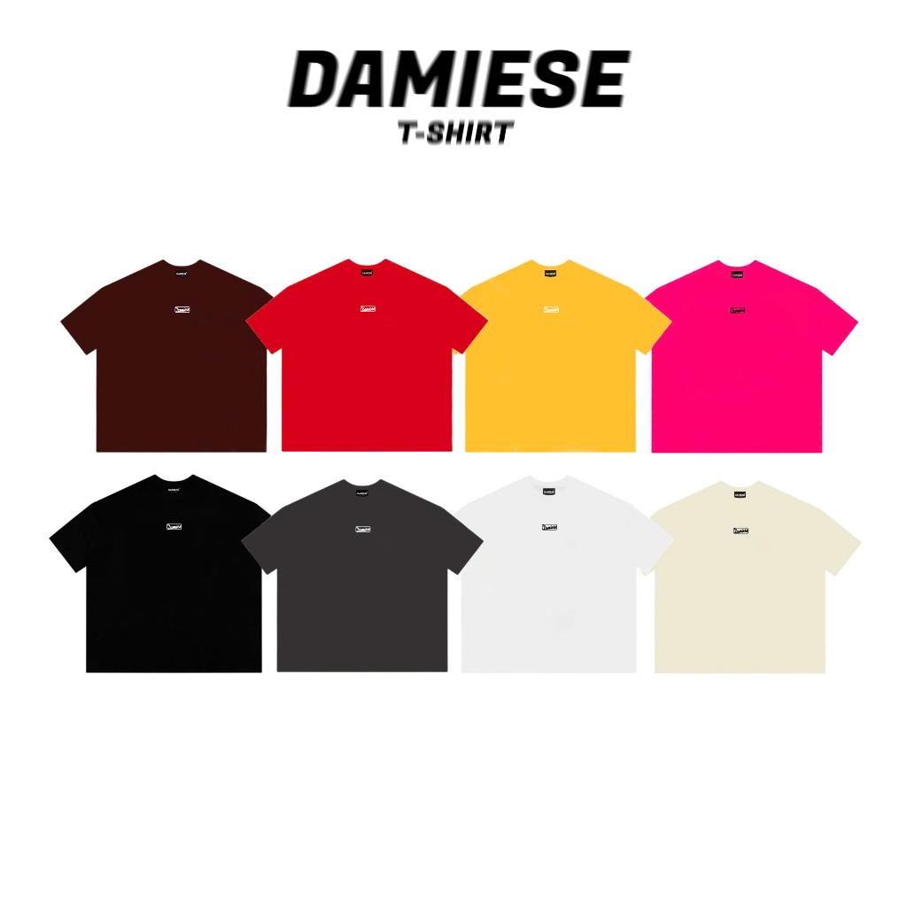 ÁO THUN BOXY LOGO "DAMIESE" THÊU NỔI 3D COTTON 280GSM | Shopee Việt Nam