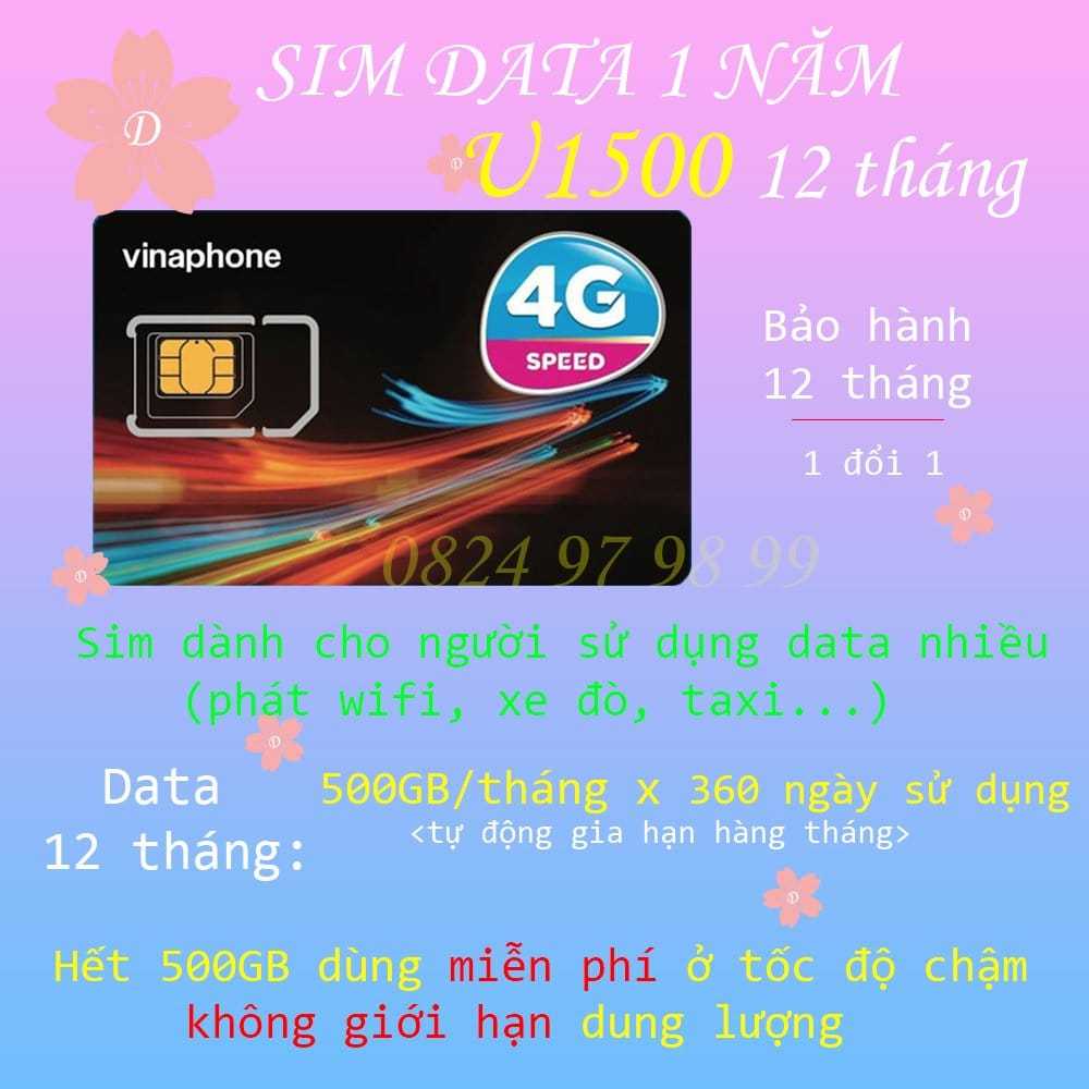 SIM Vinaphone U1500 500GB/tháng tốc độ cao (Có ESIM) | Shopee Việt Nam
