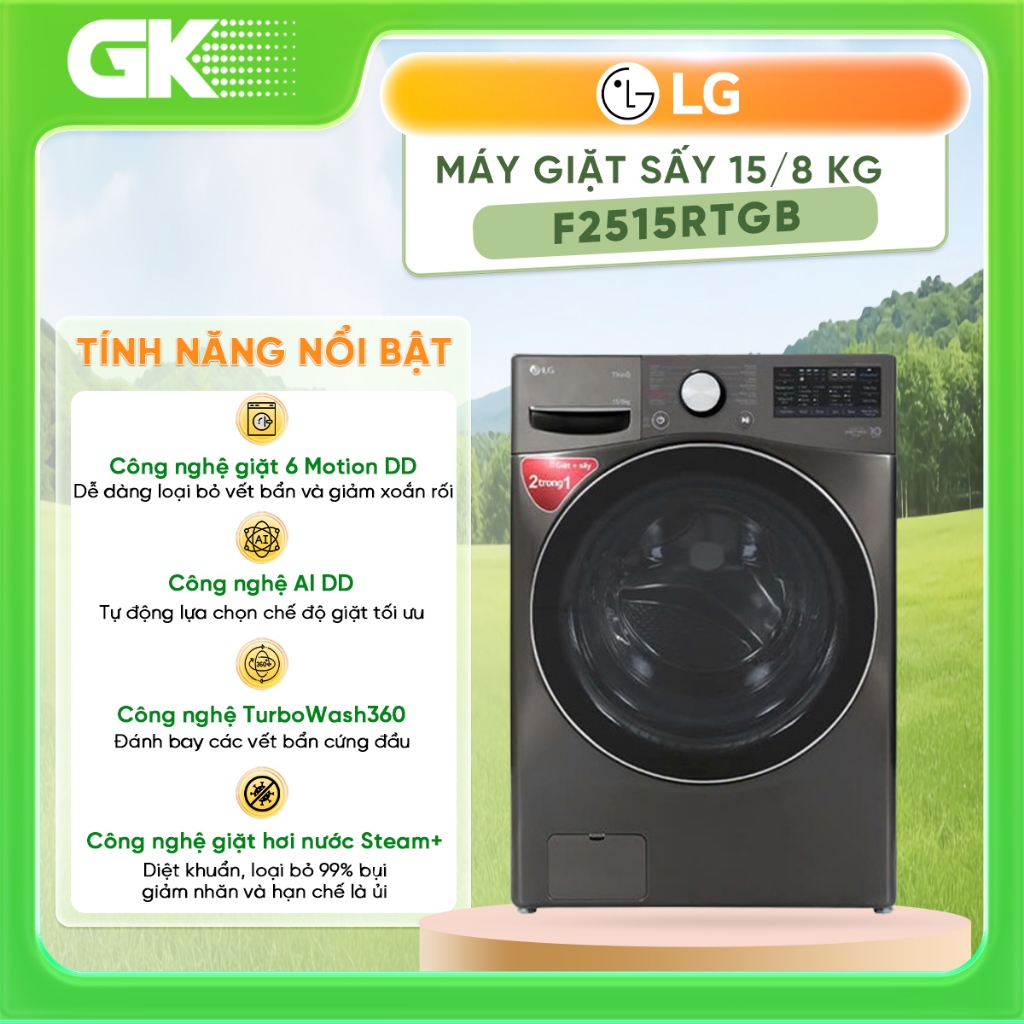 [Shopee - Lắp đặt 0Đ HN HCM] F2515RTGB - Máy Giặt Sấy LG Inverter 15 kg ...