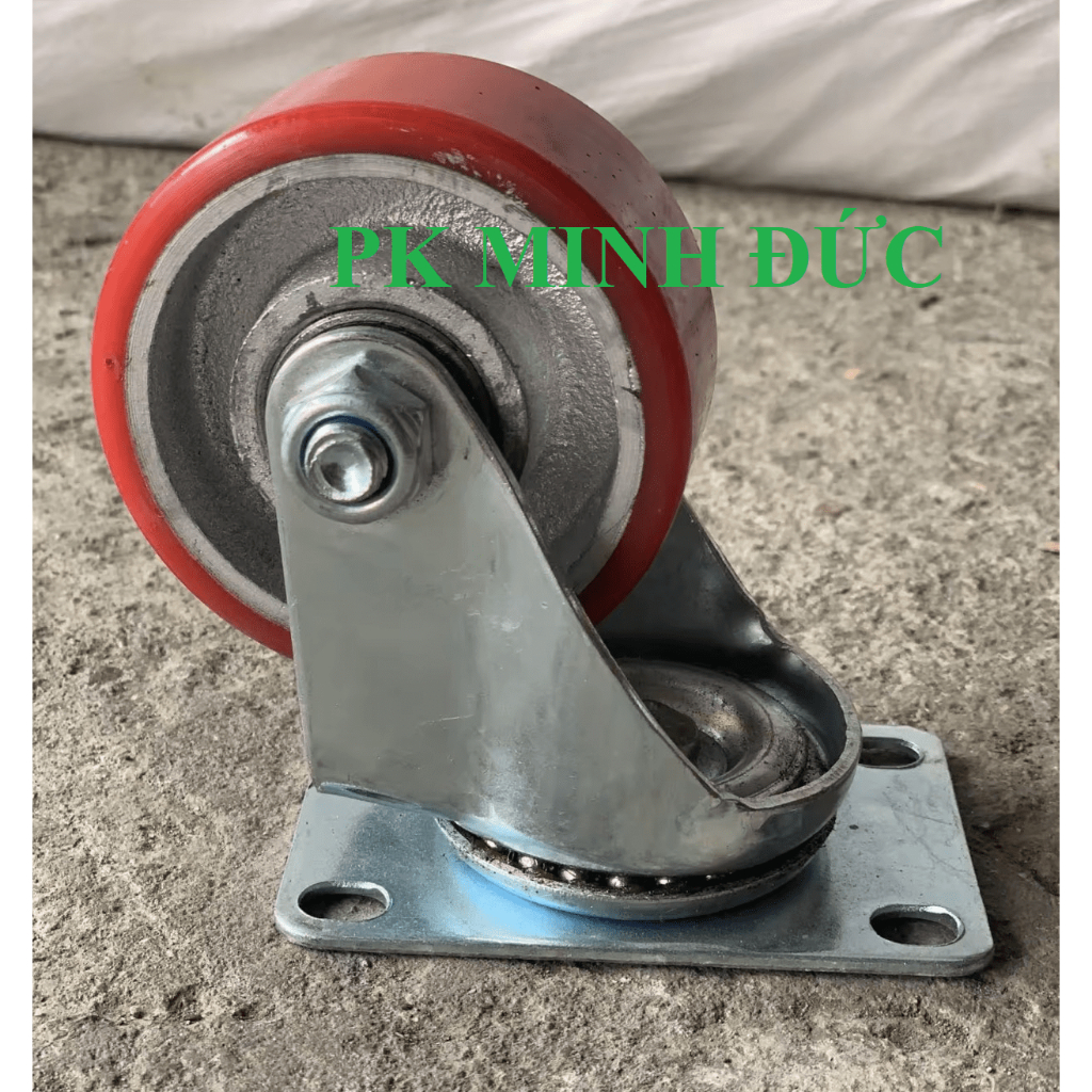 [GIÁ TỐT] Bánh xe đẩy công nghiệp PU lõi gang tải trung mặt bích D75, D100, D125mm | Shopee Việt Nam