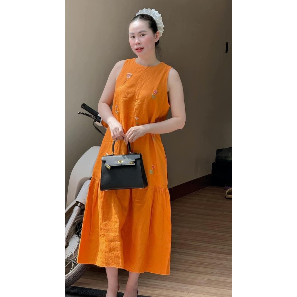[Hàng Cao Cấp] Đầm Linen Thêu Bông FORM RỘNG D46 | Shopee Việt Nam