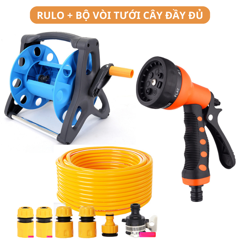 Bộ Vòi Tưới Cây 8 Chế Độ, Có RULO Kèm Theo, Ống Nước 3 Lớp, Chịu Áp Lực ...