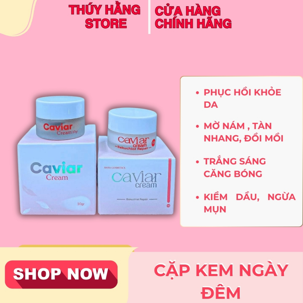 Combo caviar ngày10gr (NEW)+kem đêm Caviar10gr(cũ).giảm nám-mờ thâm-dưỡng da-giảm mun.giúp căng ...