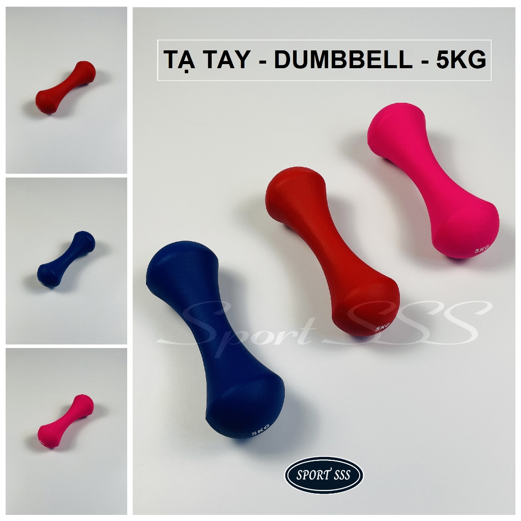 Tạ tay - Dumbbell 5kg - Bọc cao su nhám - Nam , Nữ - thể lực - GYM - Yoga - Boxing cao cấp ...
