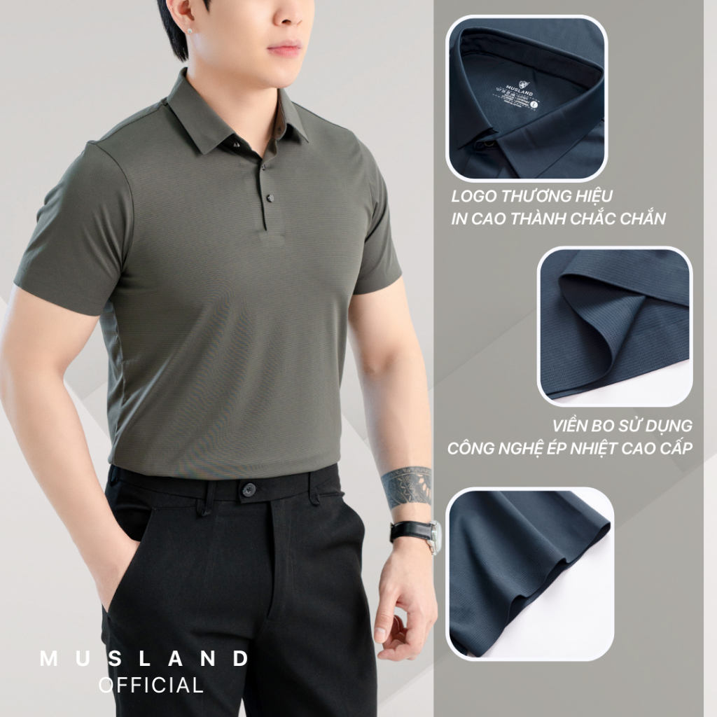 Áo Polo Nam Musland Trơn Seamless Không Đường May, Polo Thoáng Mát Co ...