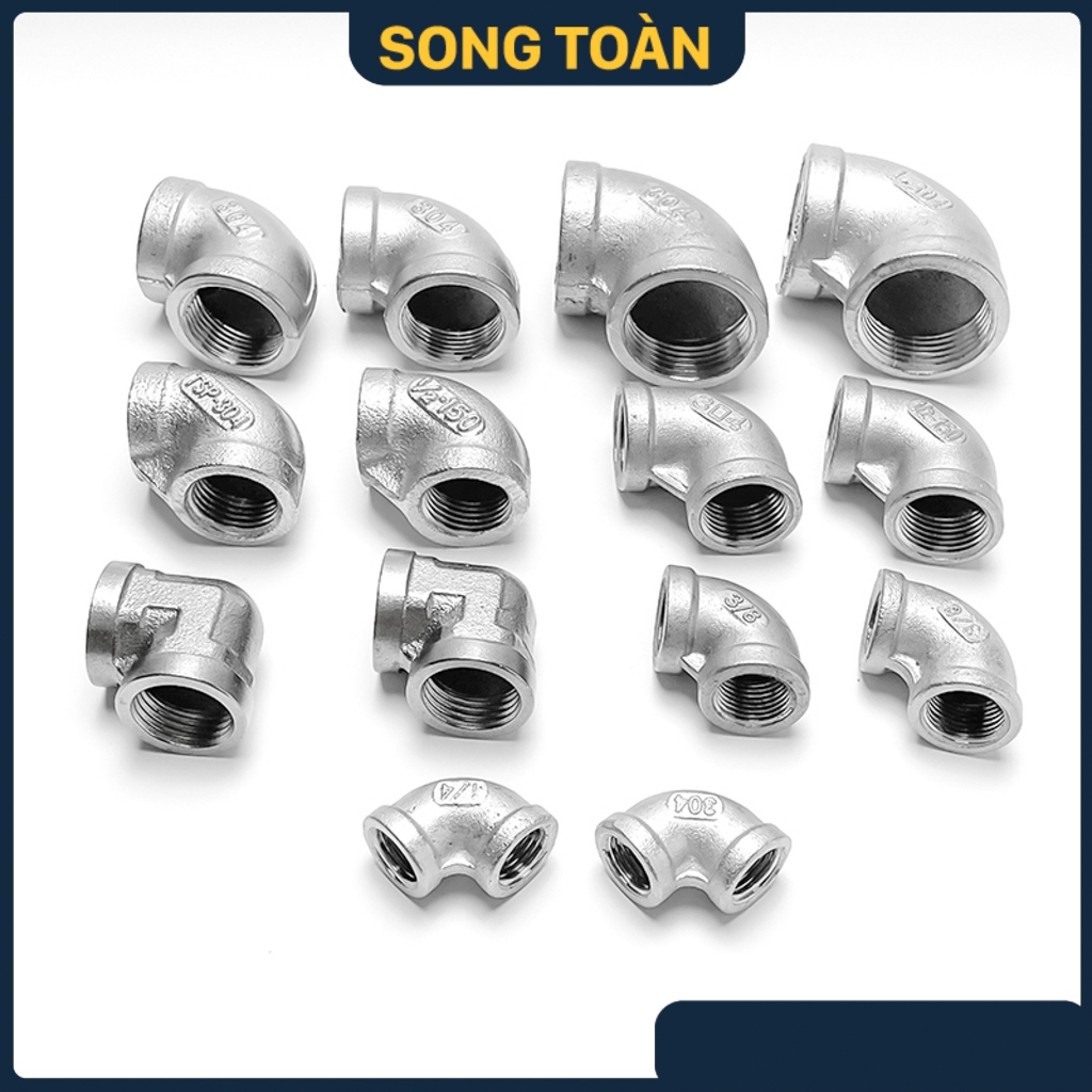 Co Inox 304, Cút Ren Trong Inox SUS 304 Hai Đầu Ren Trong Phi 13 17 21 ...