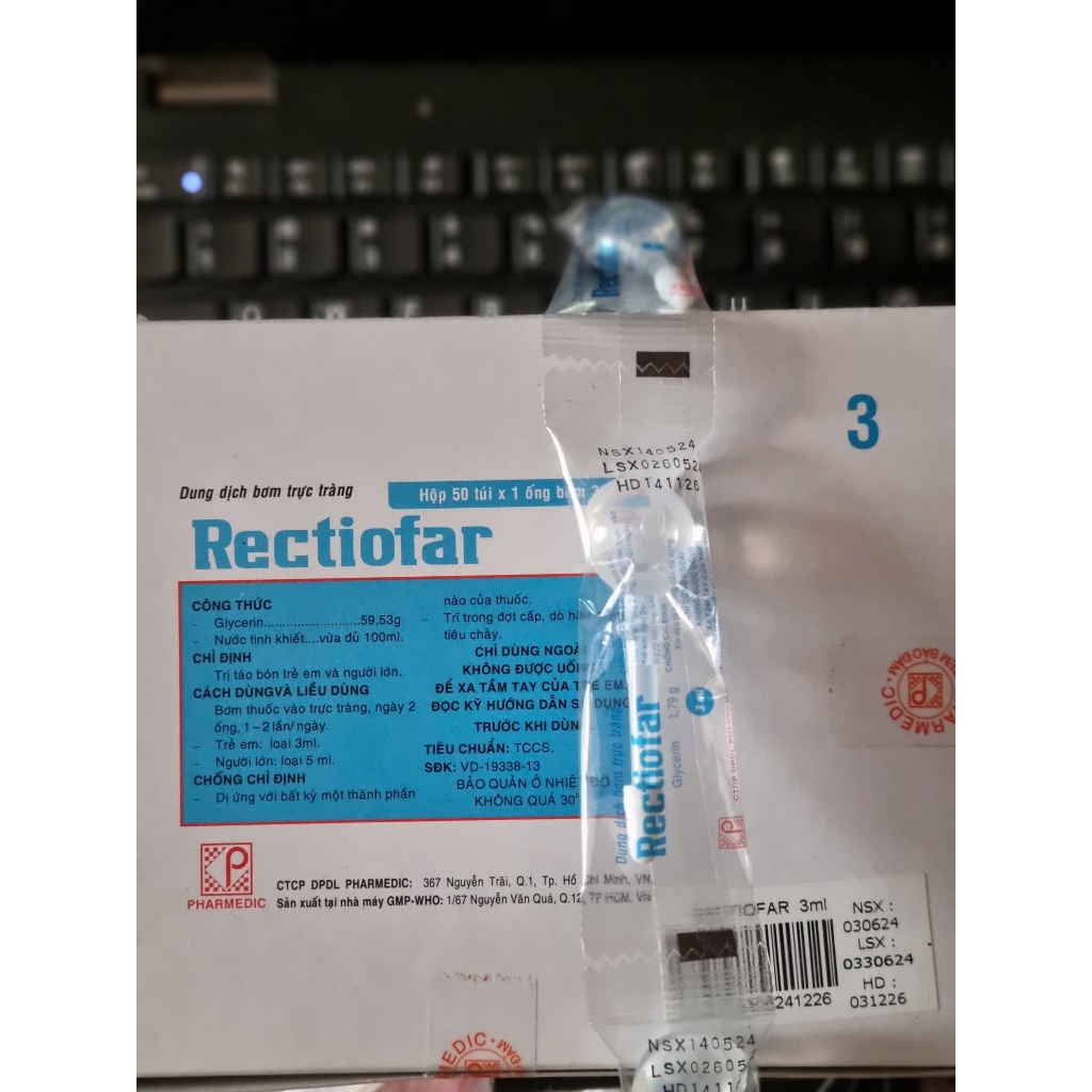 Dung dịch bơm trực tràng trẻ em Rectiofar 3ml chính hãng, date xa ...