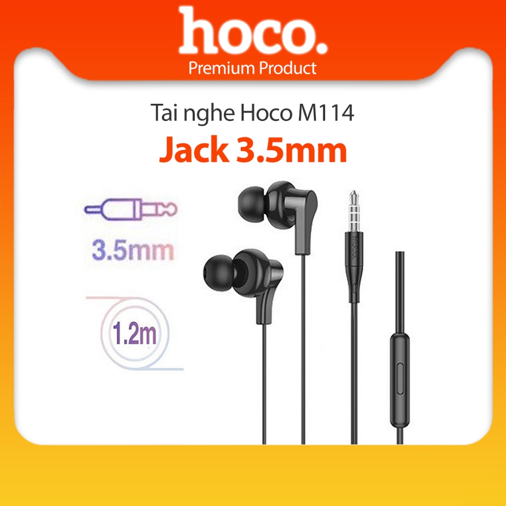 Tai nghe nhét tai jack 3.5mm Hoco M114 tích hợp Micro dây dẻo siêu bền ...