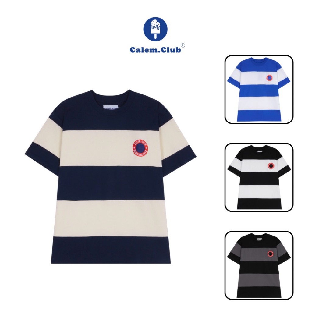 Calem Club - Áo thun HORIZONTIAL STRIPES cổ tròn T-shirt vải cotton ...
