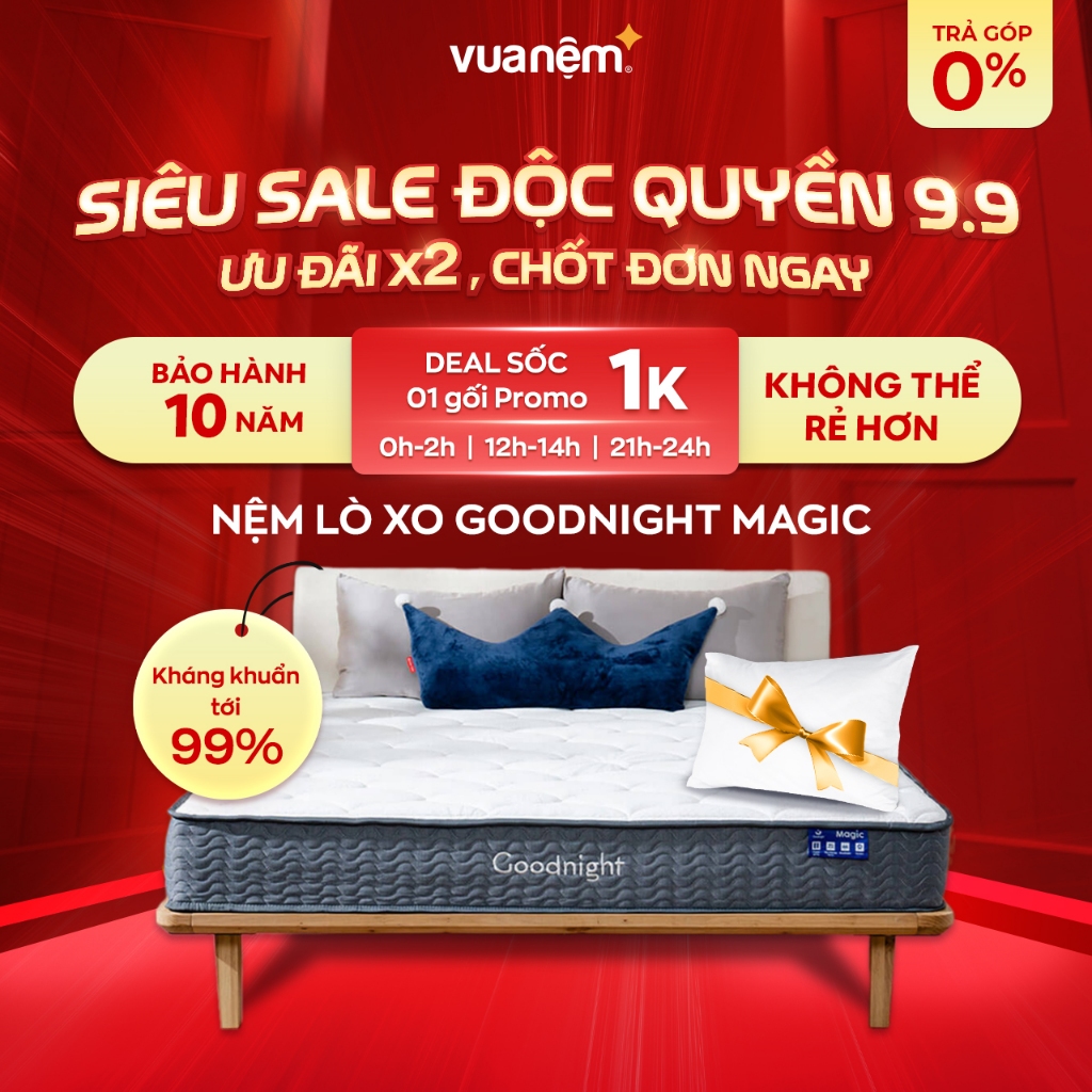 [Deal sốc Gối Nori 99K] Nệm Lò Xo Độc Lập Goodnight Magic Nâng Đỡ Vượt ...