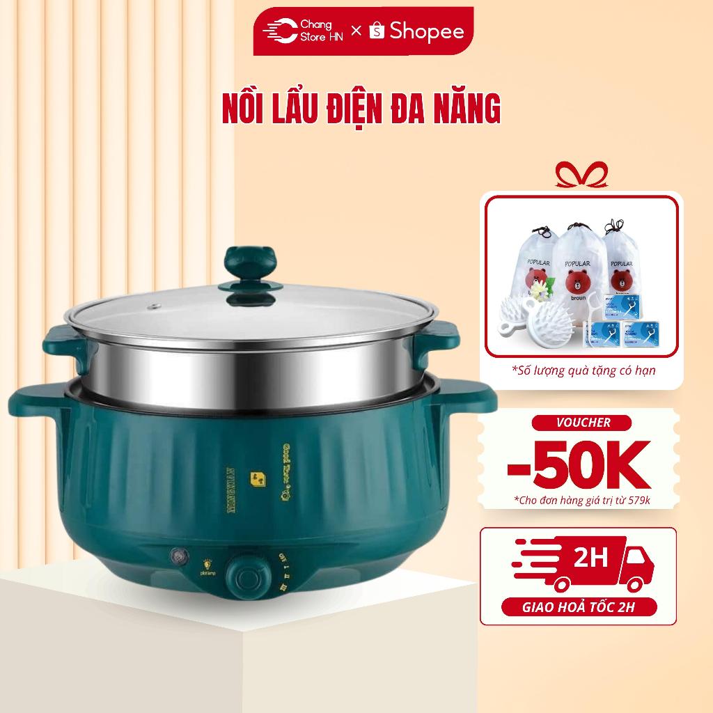 Nồi Lẩu Điện Mini Shanban Công Suất 1000W, Chống Dính Vân Đá Cao Cấp ...