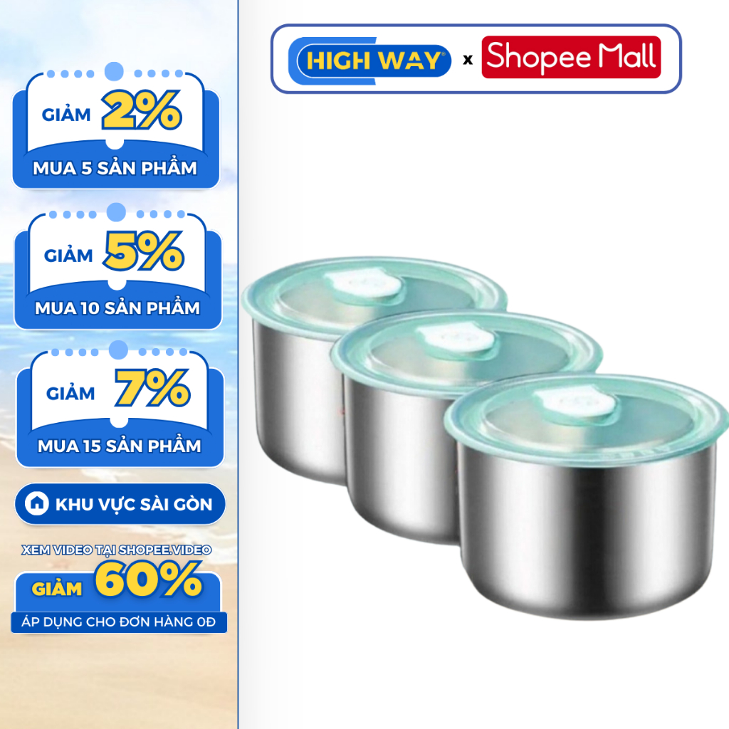 Hộp Đựng Bảo Quản Thực Phẩm Tròn HIGHWAY Chất Liệu Inox 304 Kèm Nắp ...