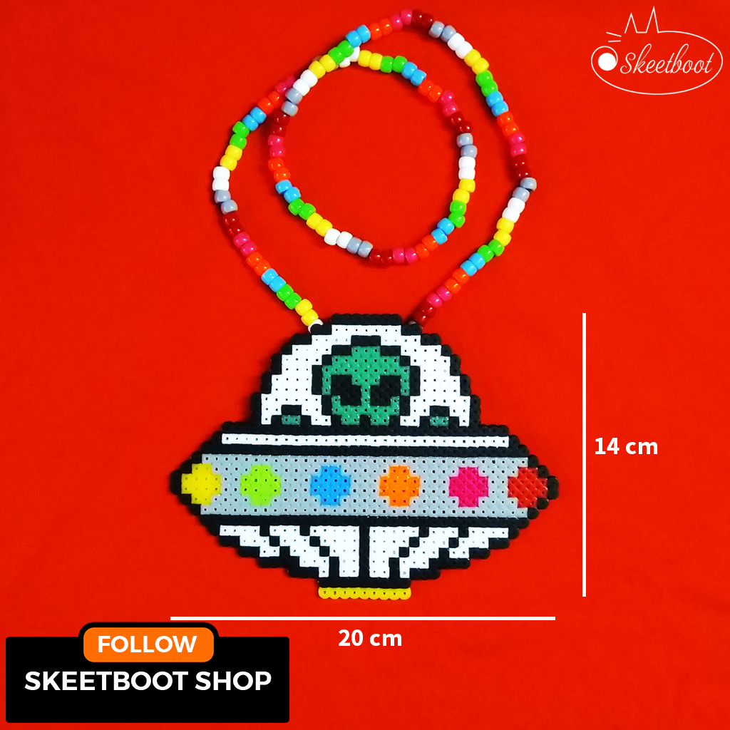 Vòng kandi Alien UFO CÓ ĐÈN LED - vòng cổ perler Alien UFO - phụ kiện ...