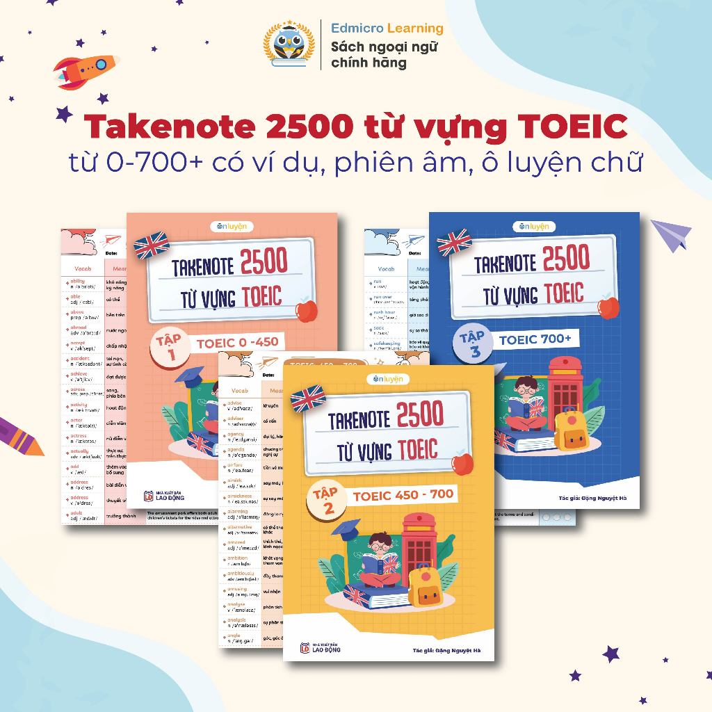Sách- Takenote TOEIC từ 0-700+ gồm 2500 từ vựng, có ví dụ, phiên âm, ô luyện chữ - Edmicro ...