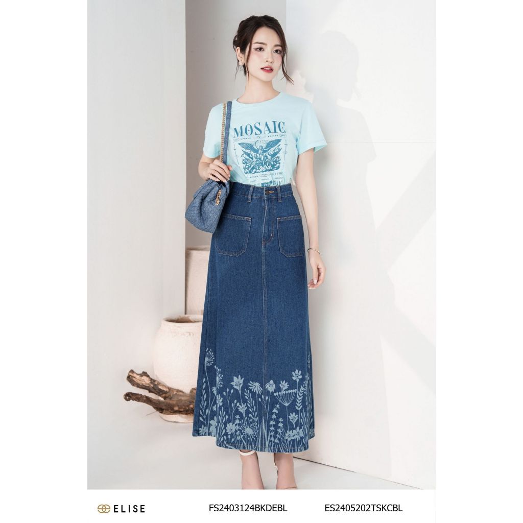 [mã Fadep1110 Giảm đến 30k đơn Từ 99k] Chân Váy Jeans Hoa Gấu Thiết Kế