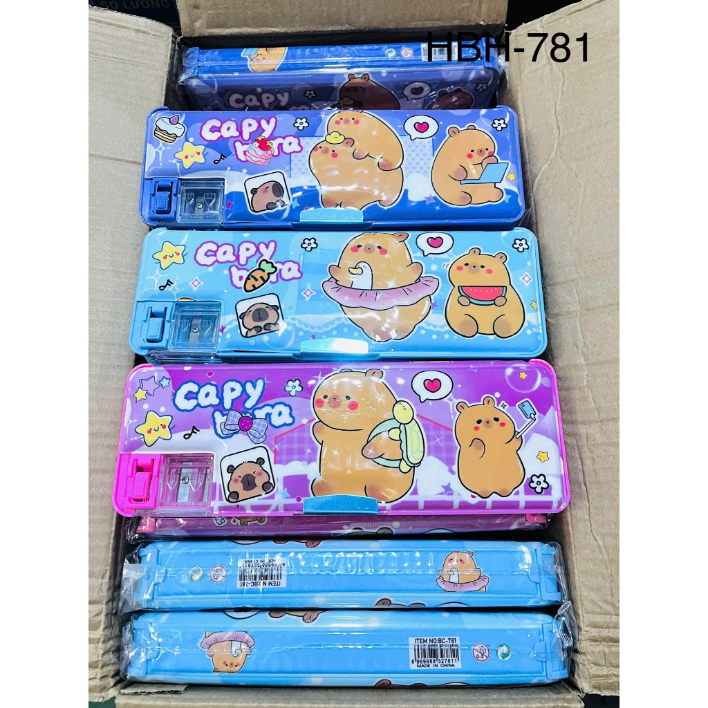 Hộp bút hít hình labubu, Capybara, siêu nhân, công chúa, Doraemon ...