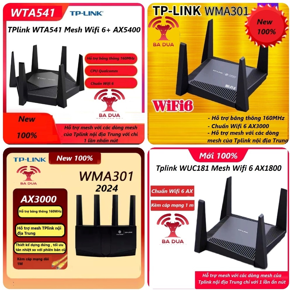 Bộ Phát Wifi Mesh Wifi 6 6+ Tplink TP-Link WTA541 AX5400 , WMA301 AX3000 , WUC181 AX1800 ...