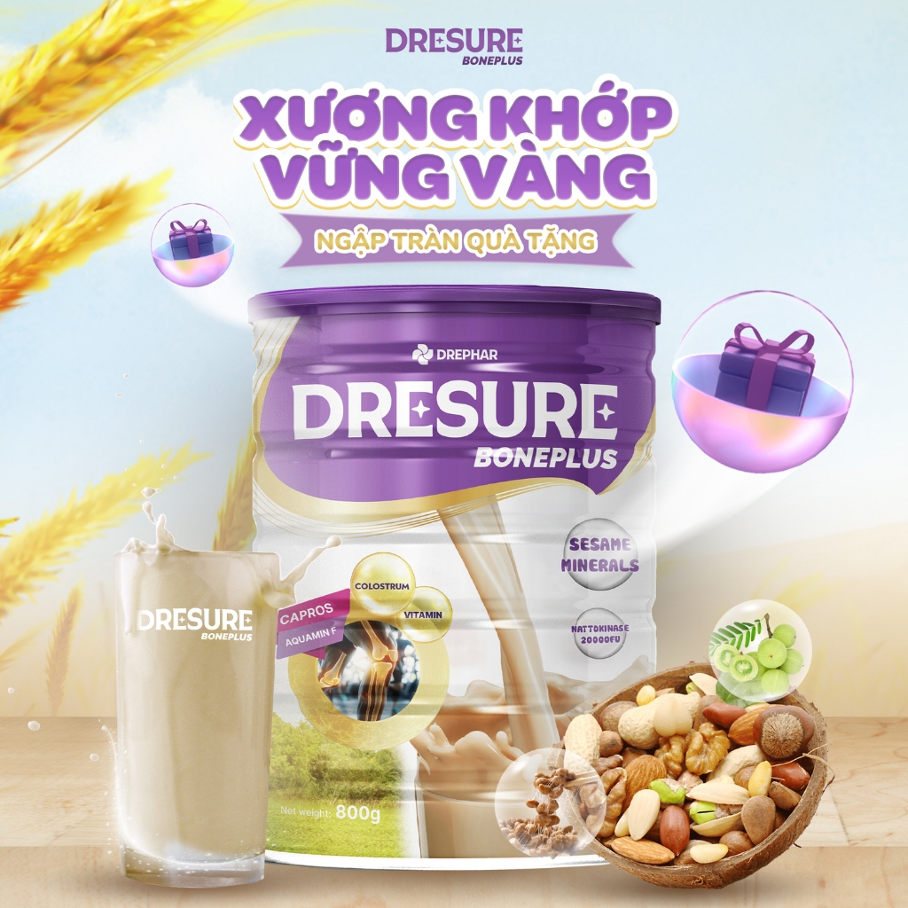 Lon sữa dinh dưỡng hỗ trợ xương khớp và ngăn ngừa đột quỵ Dresure BonePlus, phân phối độc quyền ...