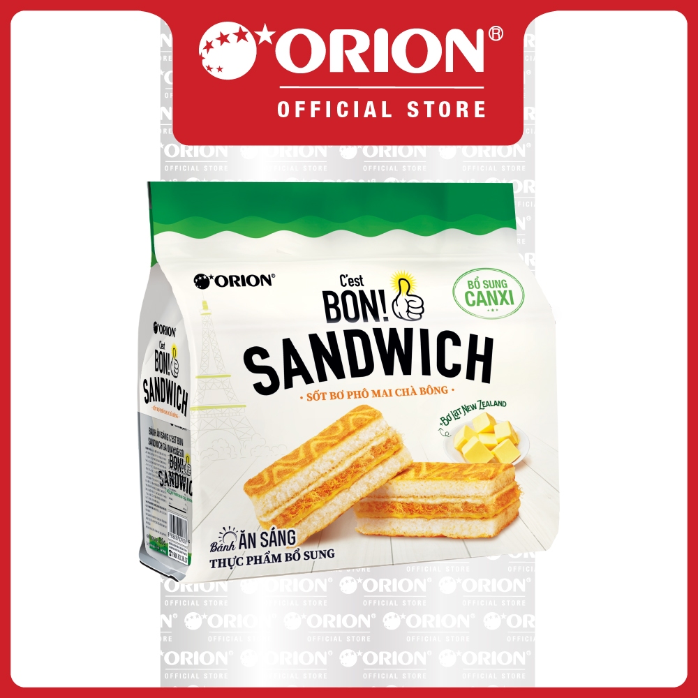 Túi 6 gói bánh ăn sáng C'est Bon Sandwich Sốt Bơ Phô Mai Chà Bông Orion ...