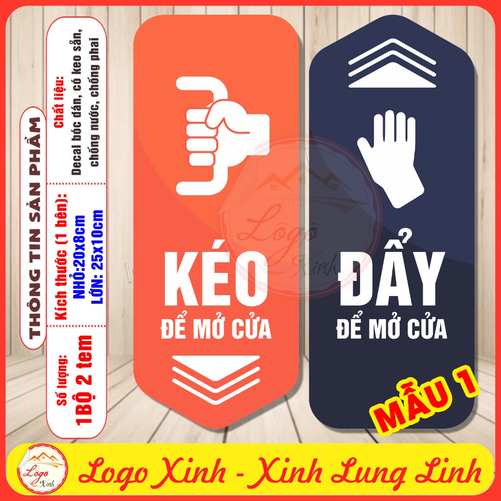 [MẪU MỚI 1] Bộ 2 Tem Decal Kéo Đẩy Dán Cửa Kính, Cửa Lùa Mẫu Mới, Tem ...