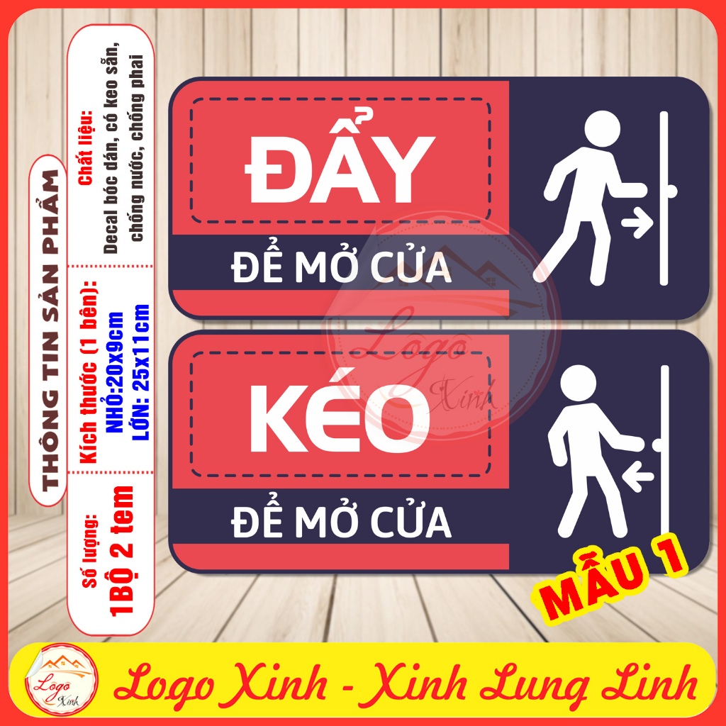 [MẪU MỚI 2] Bộ 2 Tem Decal Kéo Đẩy Dán Cửa Kính, Cửa Lùa Mẫu Mới, Tem ...
