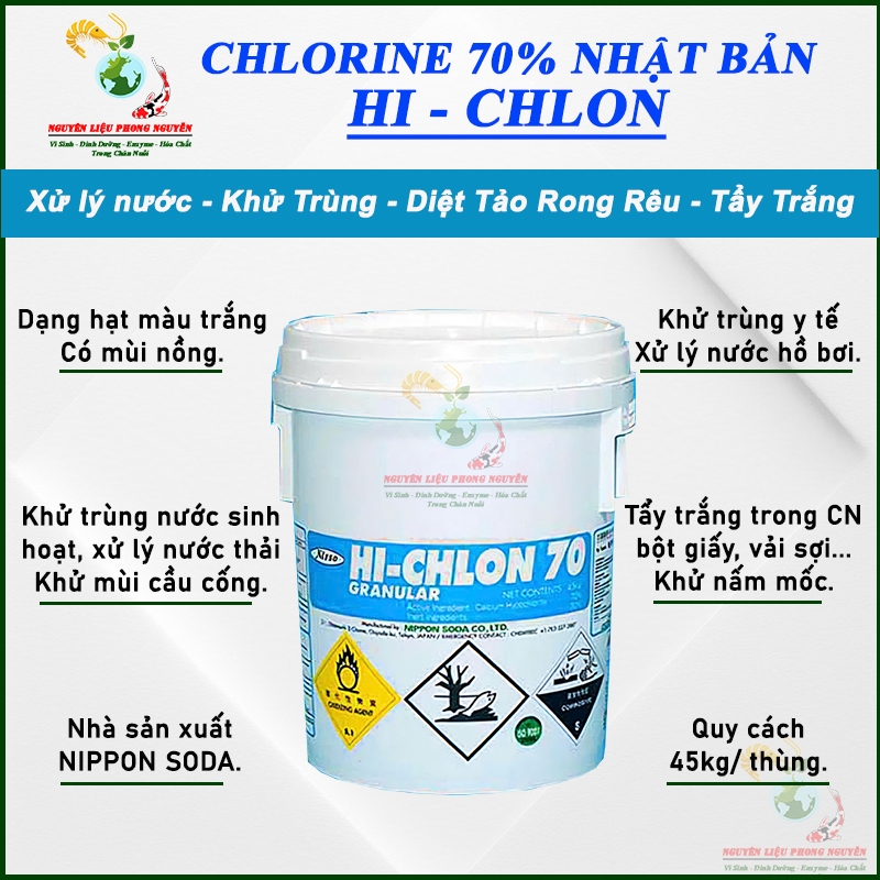 3kg Clo Nhật Bản HI - CHLON 70%, Tấy Rêu,Tảo, Xử Lý Nước Hồ Bơi, Khử ...