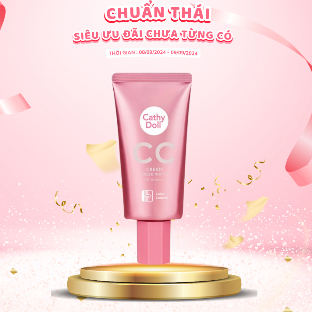 Kem nền kiềm dầu chống nắng Cathy Doll CC Speed White Cream SPF50+++ 50g chuanthai.official ...