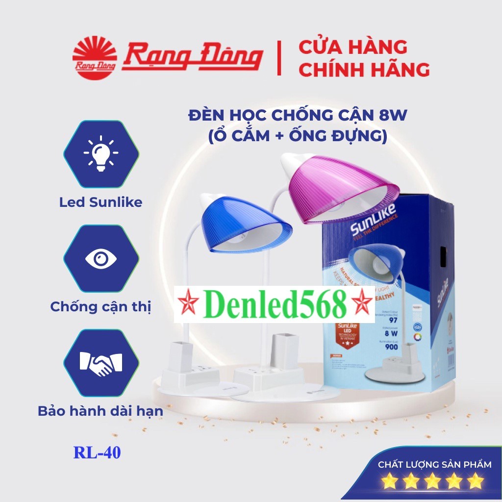 Đèn đọc sách để bàn chống cận 8w Rạng Đông chip led Sunlike tích hợp ổ ...