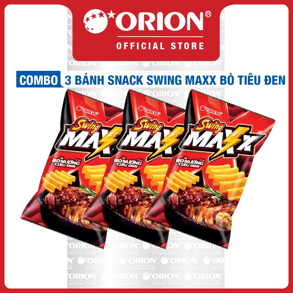 Combo 3 bánh snack swing maxx vị bò nướng tiêu đen 52G | Shopee Việt Nam