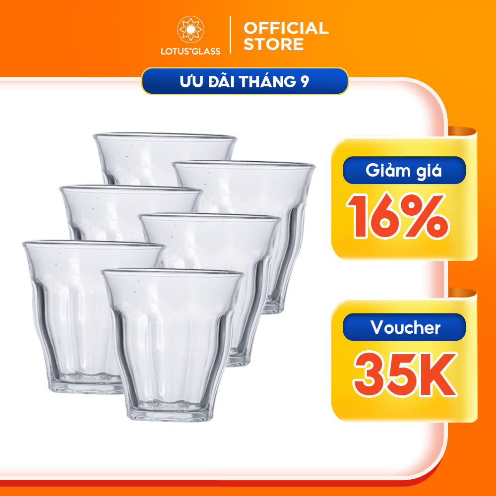 Bộ 6 cốc uống cafe thủy tinh cao cấp LOTUS GLASS VTC412 Cốc uống cà phê 210ml hình dáng độc đáo ...