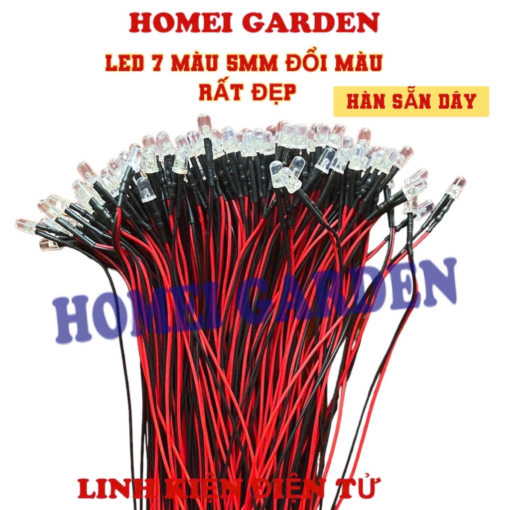 SET 4 Đèn led 5mm có dây 7 màu đổi màu đèn led phát sáng đi-ốt Led báo ...
