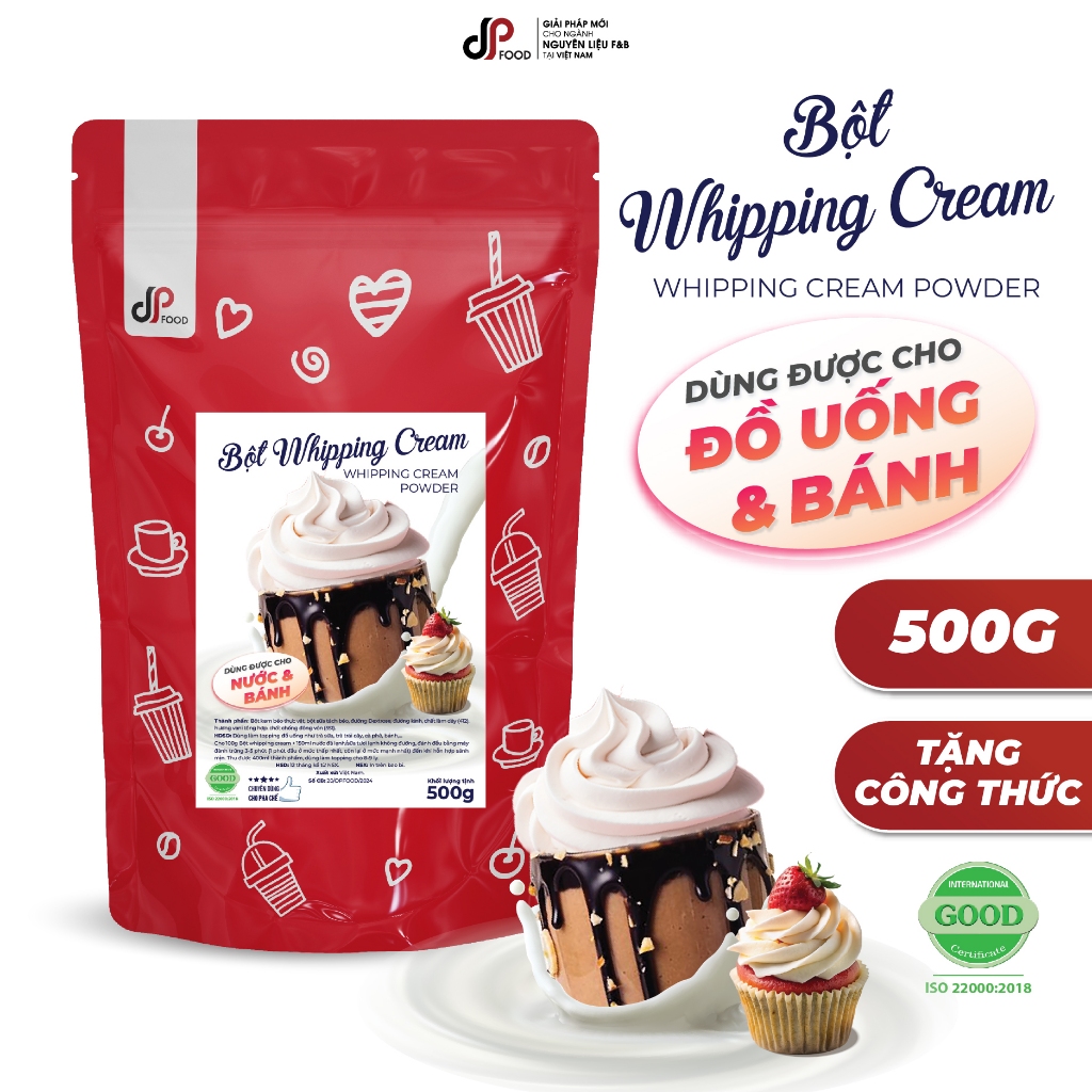 Bột Whipping Cream DP FOOD 500G - Làm topping đồ uống, kem tươi, bánh ...