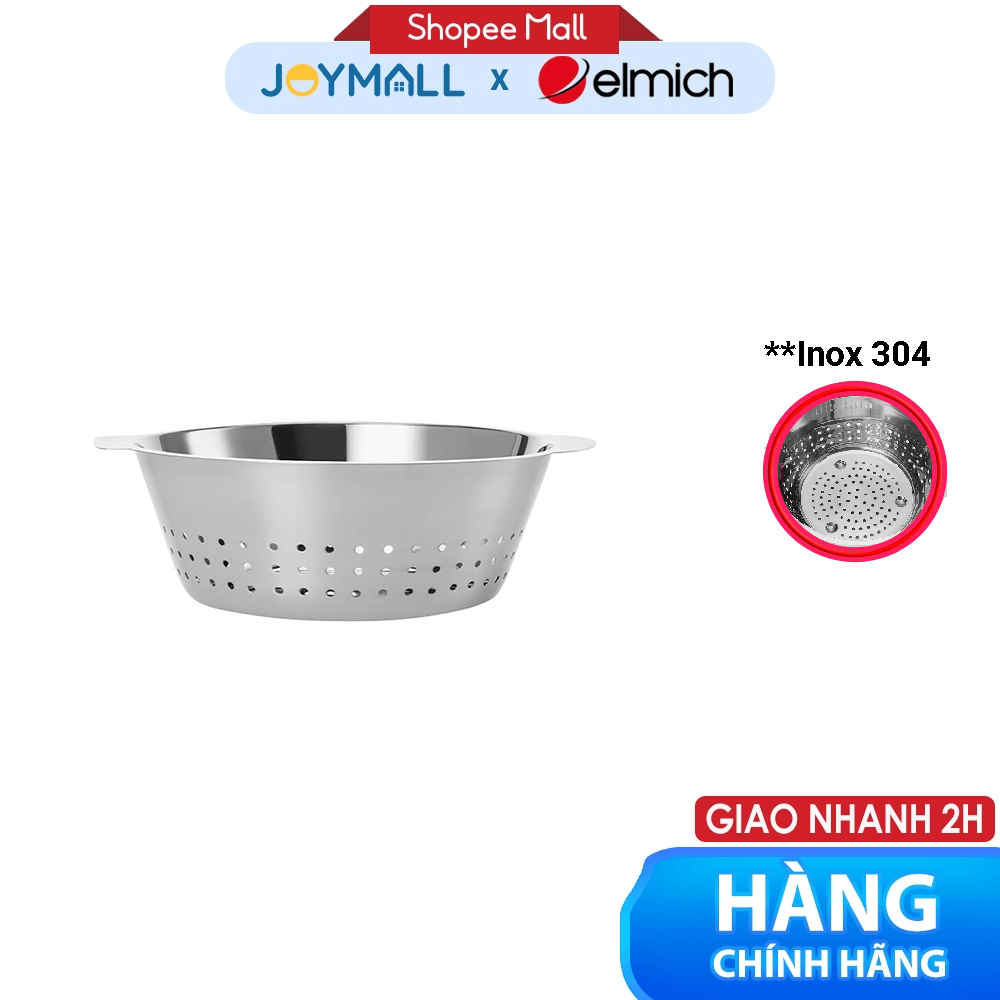 Rổ inox 304 22cm Elmich EL8444, Hàng chính hãng, Chống gỉ sét, có quai cầm, lỗ thoát nước nhỏ ...