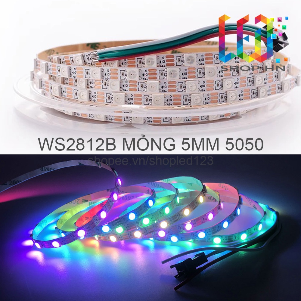 Dây đèn led WS2812B ARGB Full màu mỏng 5mm 60led/m 5050 | Shopee Việt Nam