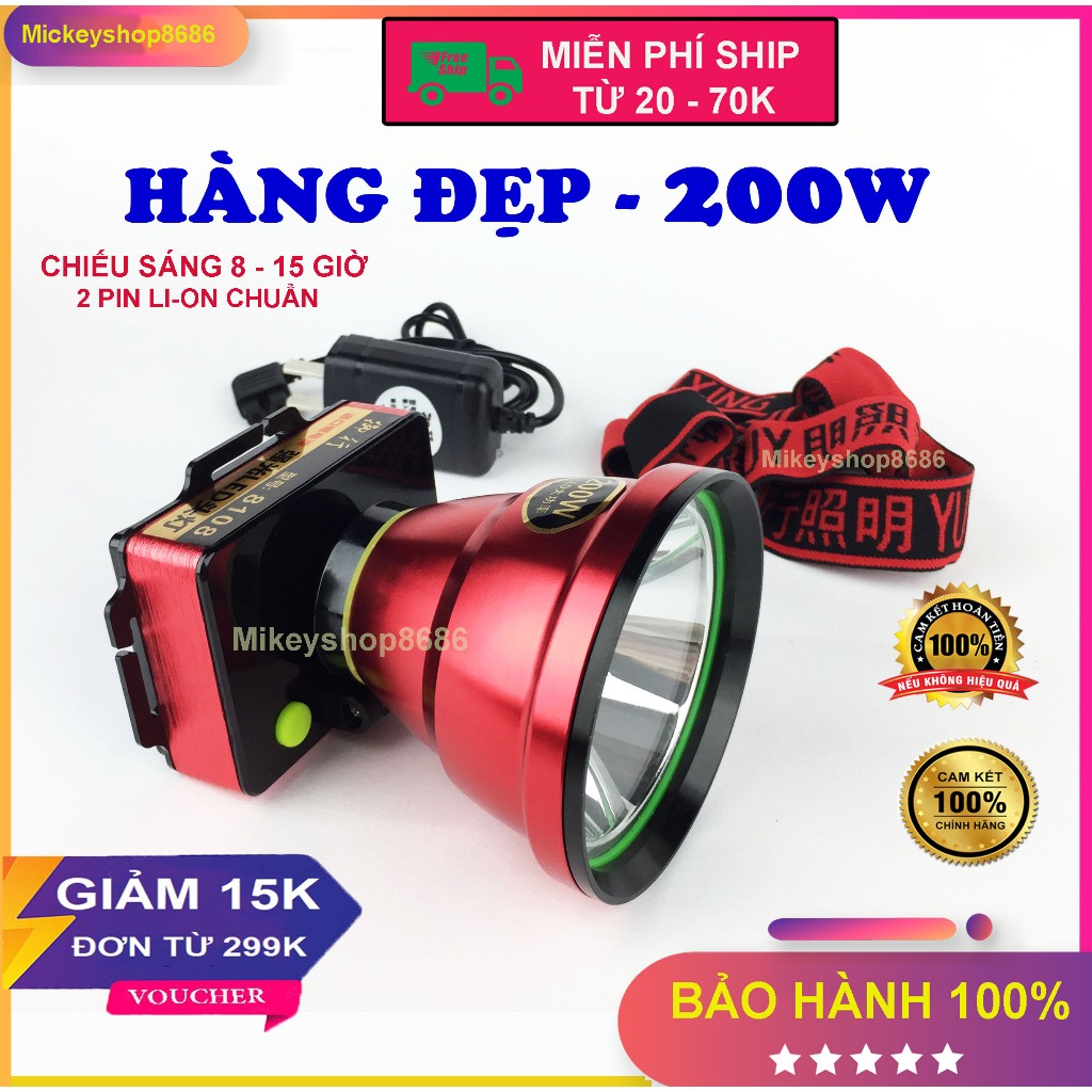 Đèn pin đội đầu YUXING 8108 LED 200w cao cấp chống nước ( kín nước ...