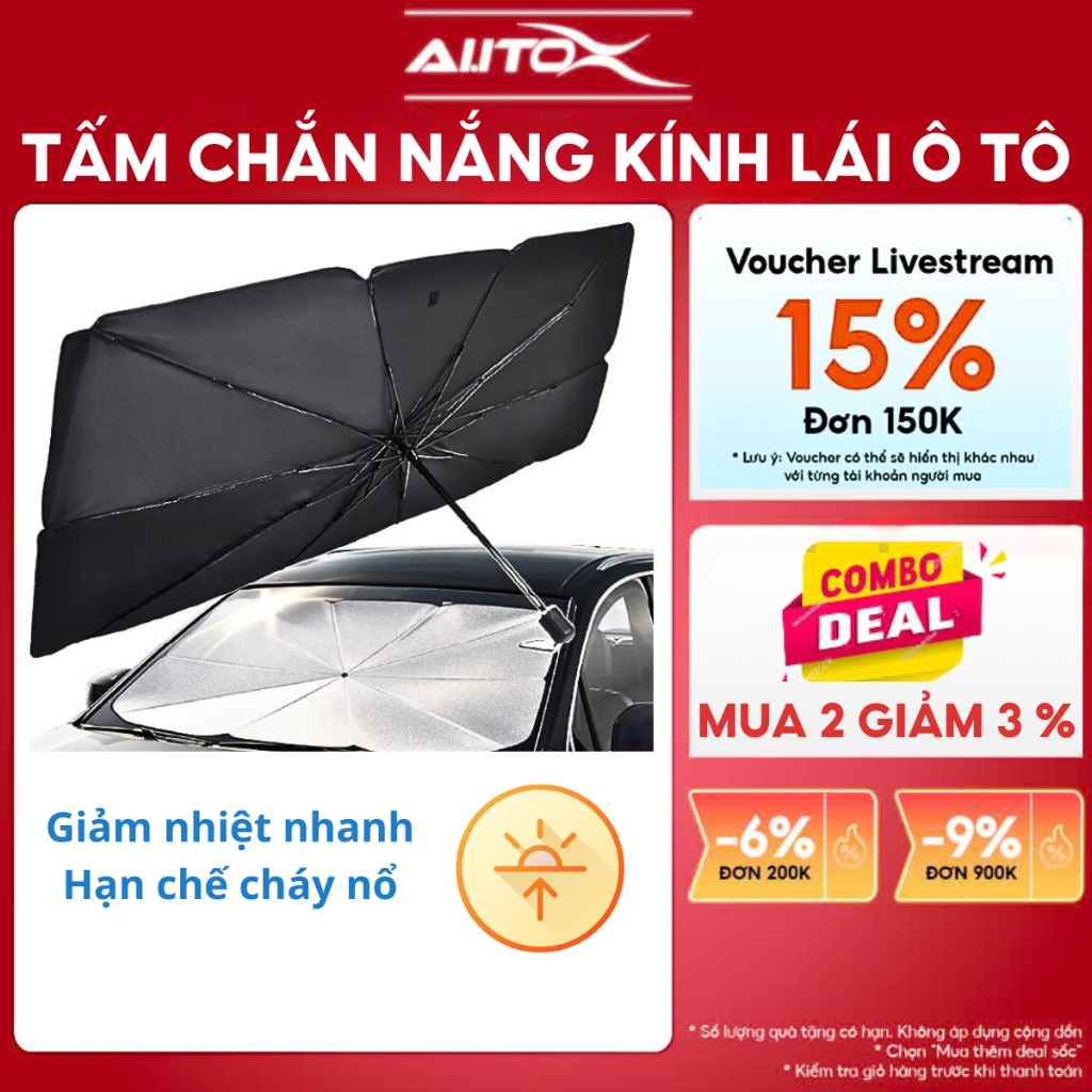Ô che nắng kính lái ô tô AutoX giúp giảm nhiệt nhanh và bảo vệ nội thất ...