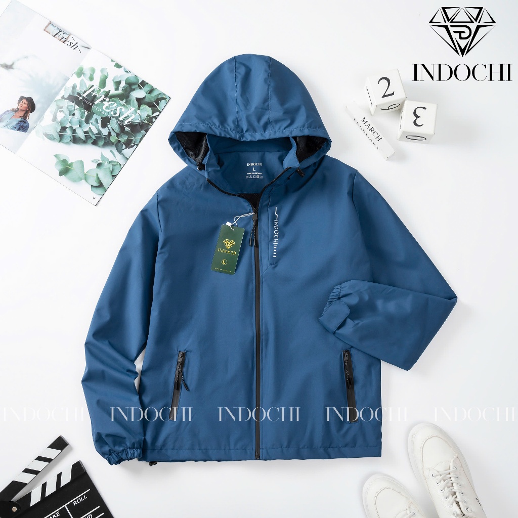 Áo khoác gió Nam INDOCHI 2 lớp khóa kéo chống nước cản bụi chống uv ...