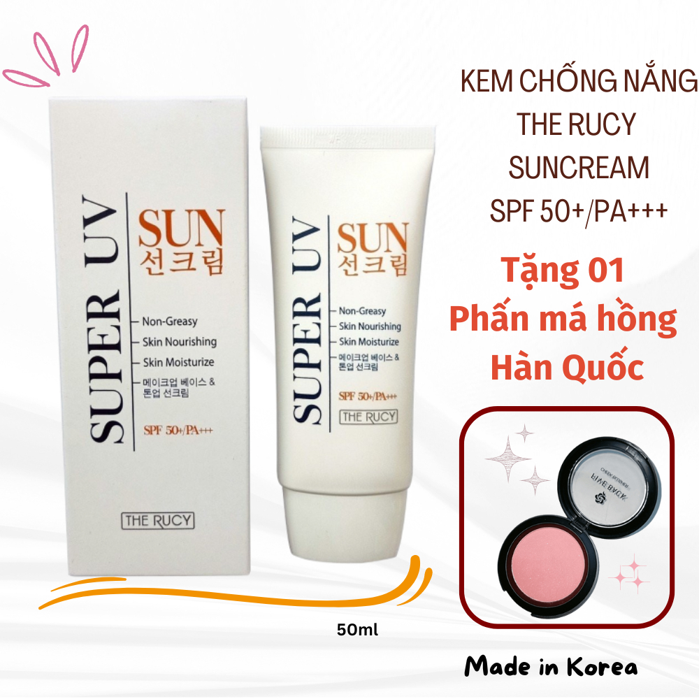 Tặng 1 phấn má hồng #5 - Kem chống nắng vật lý Hàn Quốc The Rucy Super ...