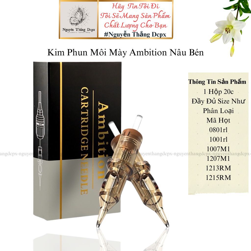 Kim pen AMBITION Nâu ,kim phun xăm máy pen đi nét đi sợi phun môi ổn ...