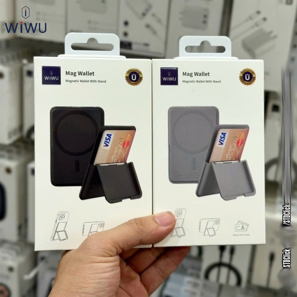 Ví da đựng thẻ hít lưng WiWU Mag Wallet MW-001 chính hãng - kèm giá đỡ ...