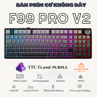 Bàn phím cơ không dây AULA F99 PRO - Thiết kế mạch xuôi - Hỗ trợ hotswap - LED RGB nhiều chế độ ...