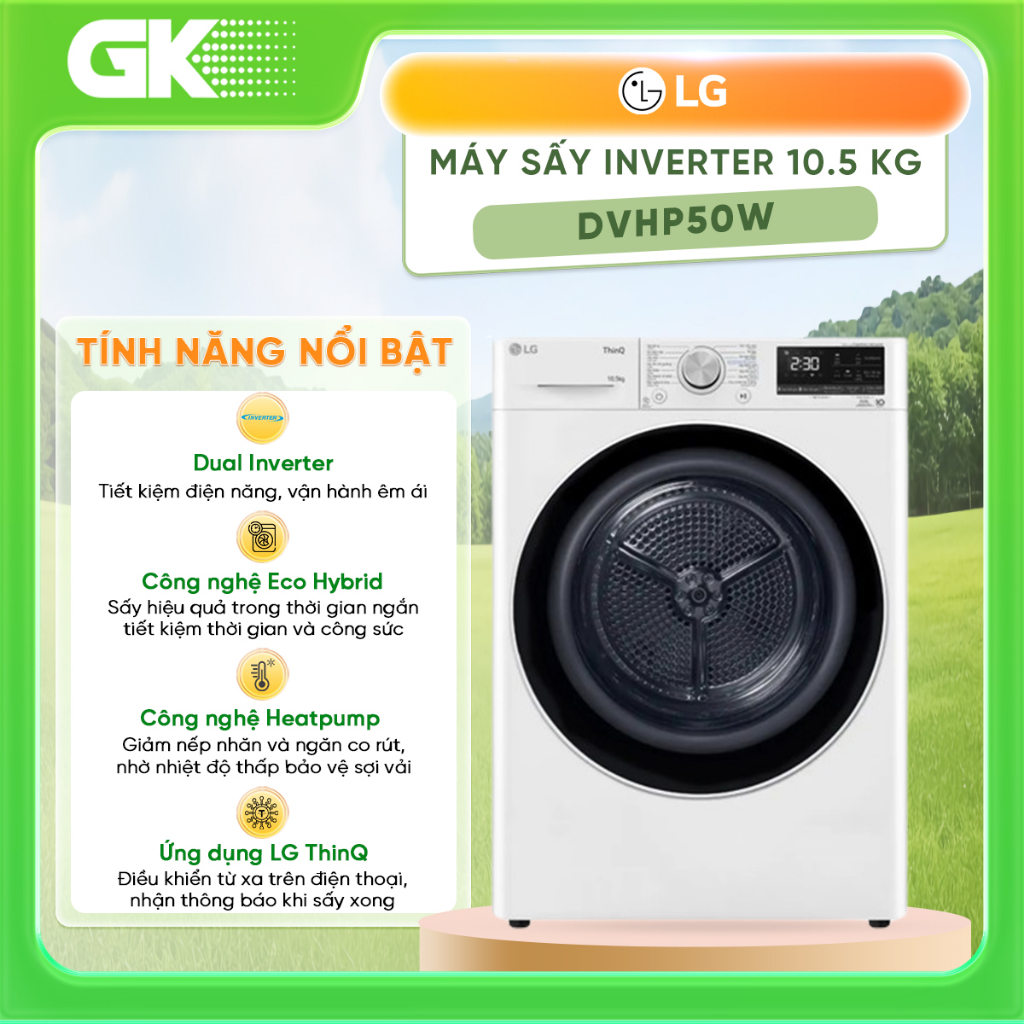 DVHP50W - Máy Sấy LG DUAL Inverter Heat Pump™ 10.5 kg - Bảo hành chỉnh hãng | Shopee Việt Nam