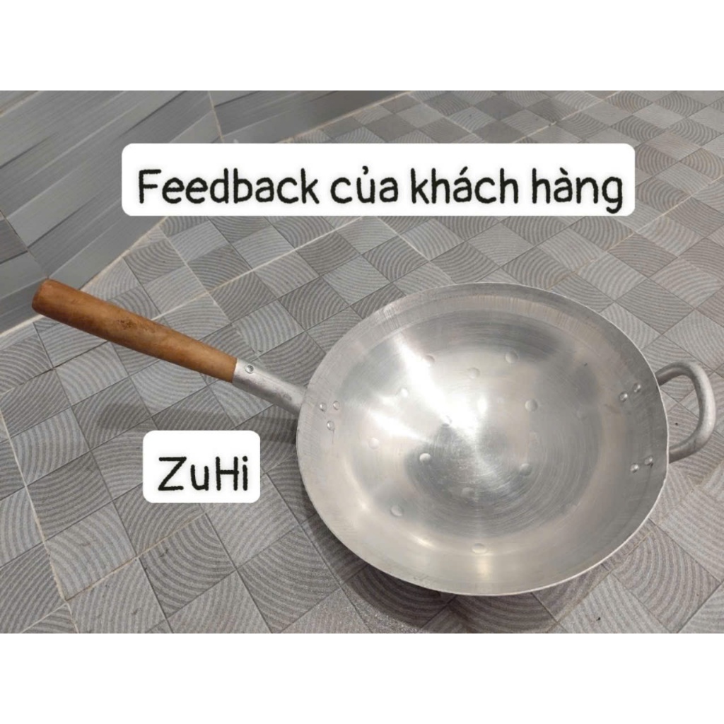 Chảo nhôm gò tay cầm cán gỗ sâu lòng không gỉ chuyên dùng cho các Chef ...