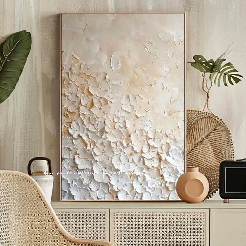 Tranh Treo Tường,3D Hand-Painted Thick Texture Flower Petal Oil ...