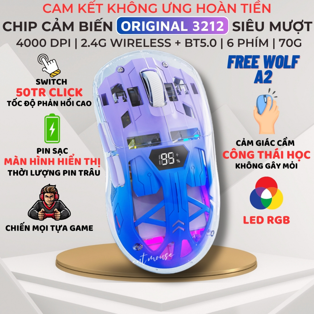 Chuột Không Dây Bluetooth Free Wolf A2 LED RGB 2 Mode Chip Original ...