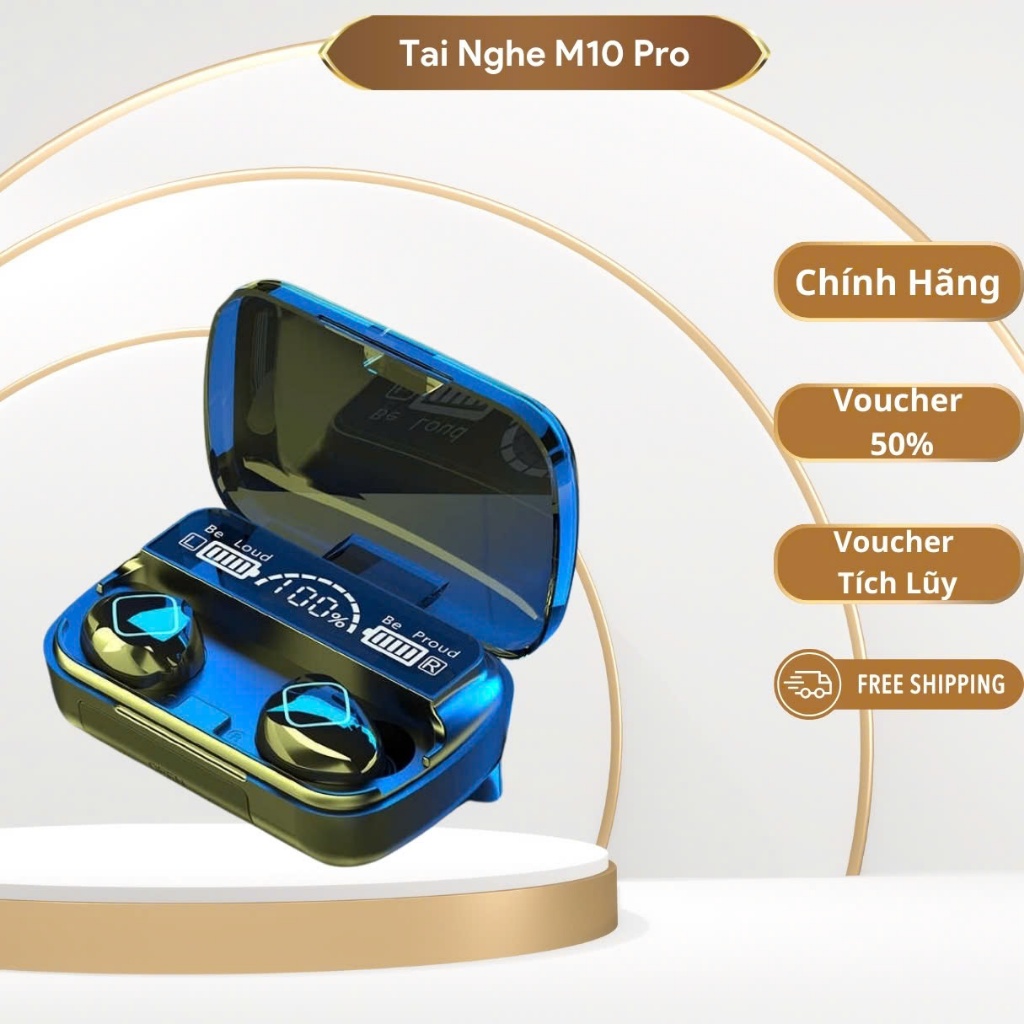 Tai nghe bluetooth M10 Pin Trâu 2500maH âm thanh trung thực, Tai nghe nhét tai đèn Led đẹp mắt ...