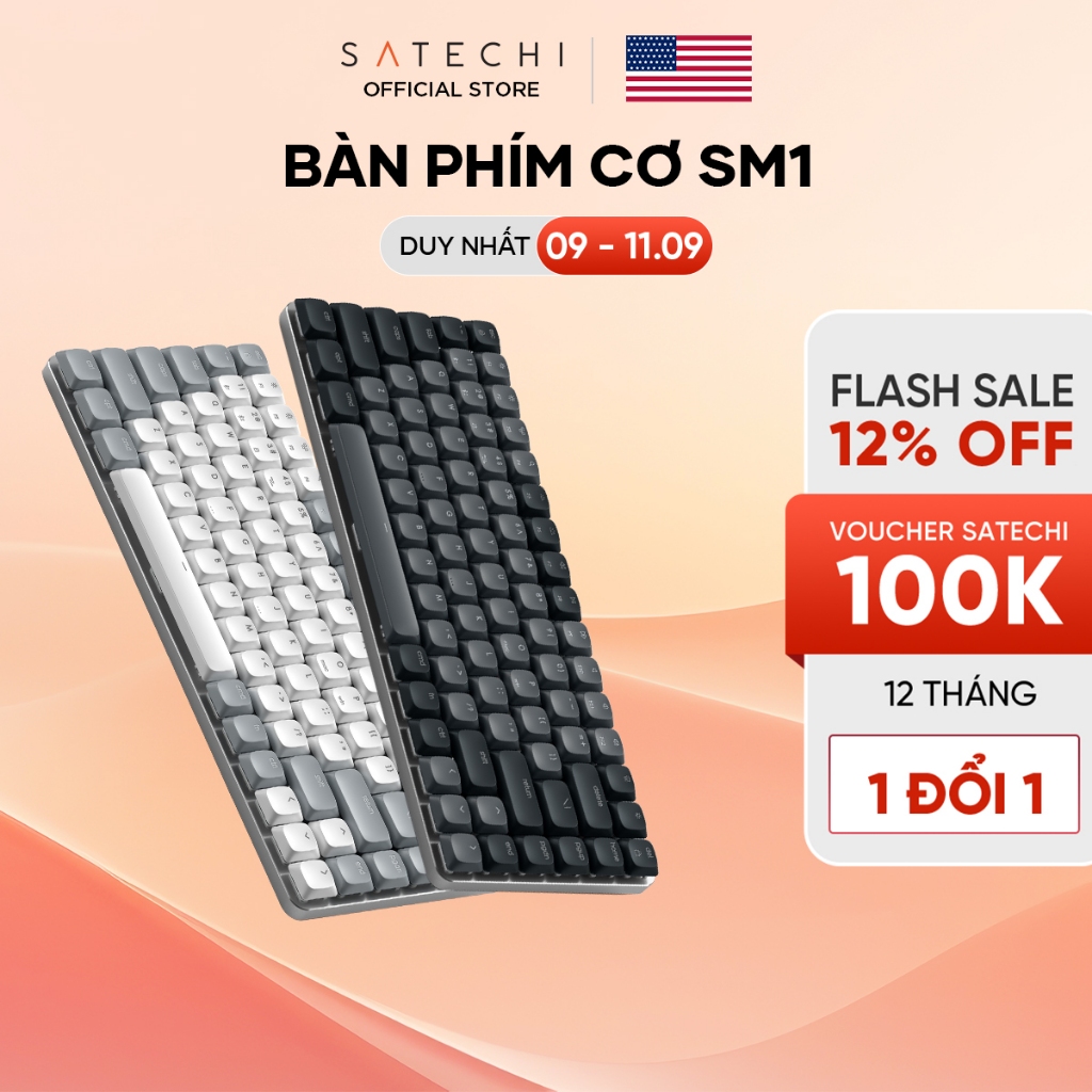 [THƯƠNG HIỆU MỸ] Bàn phím cơ Satechi SM1 có Bluetooth, đèn nền LED ...